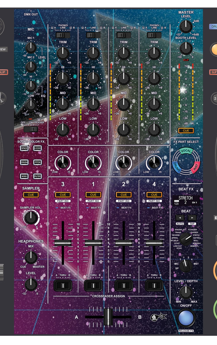 DJ Skins® Pioneer DJ DDJ FLX10 MIXER Skin 80s Synth