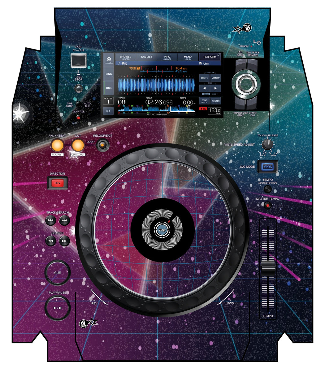 DJ Skins® Pioneer DJ XDJ 1000 MK2 Skin 80s Synth