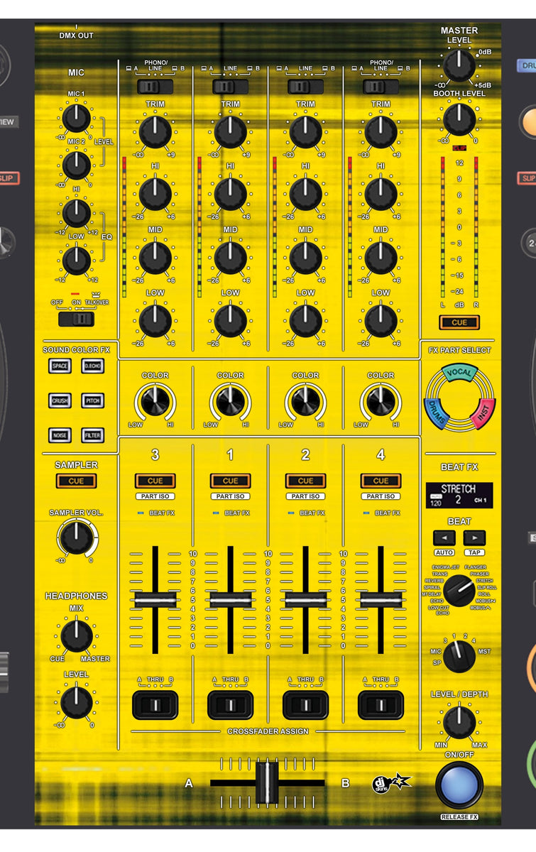 DJ Skins® Pioneer DJ DDJ FLX10 MIXER Skin Blacknyellow