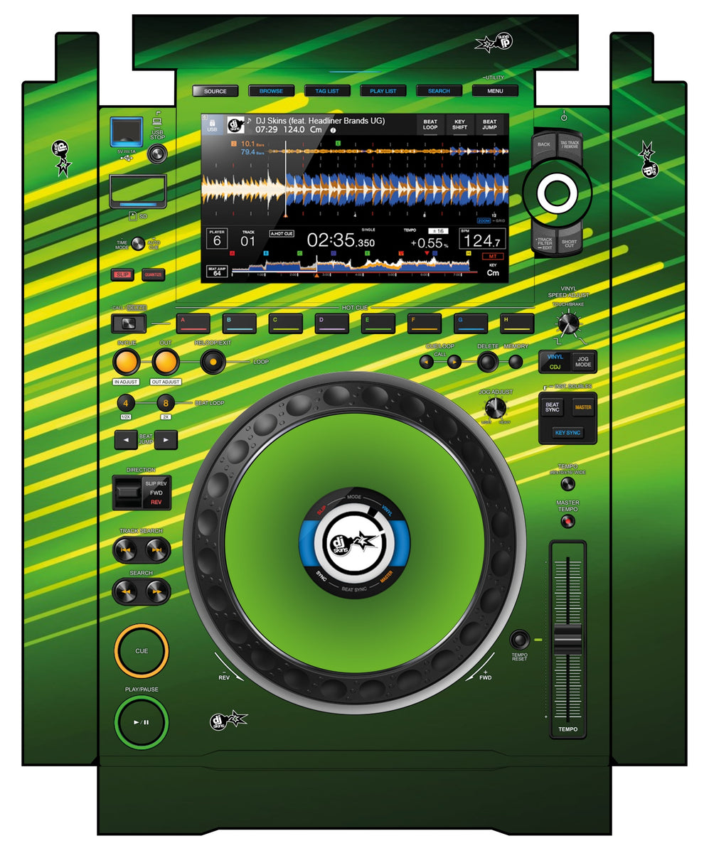 DJ Skins¬Æ Pioneer DJ CDJ 3000 incl. SIDES Skin Green Lazer