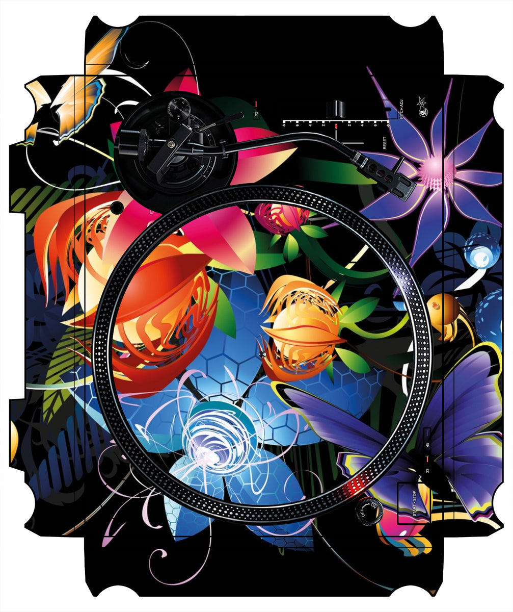 DJ Skins® Technics 1200 / 1210 MK7 VERTICAL Skin Lotus Garden