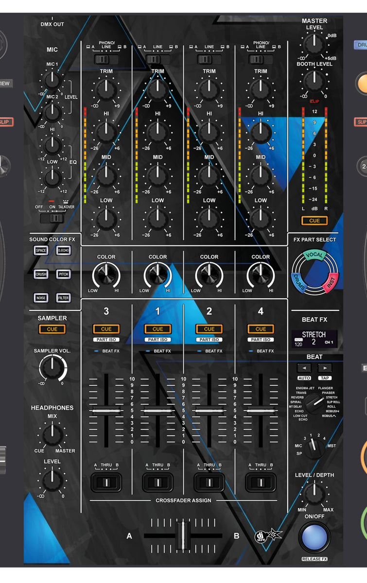 DJ Skins® Pioneer DJ DDJ FLX10 MIXER Skin Metallic Bermuda Blue