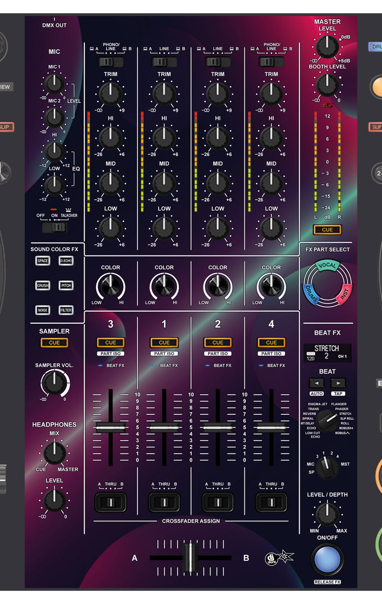 DJ Skins® Pioneer DJ DDJ FLX10 MIXER Skin Retro Bubble