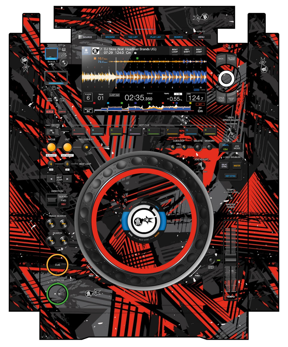 DJ Skins¬Æ Pioneer DJ CDJ 3000 incl. SIDES Skin Ridge Red