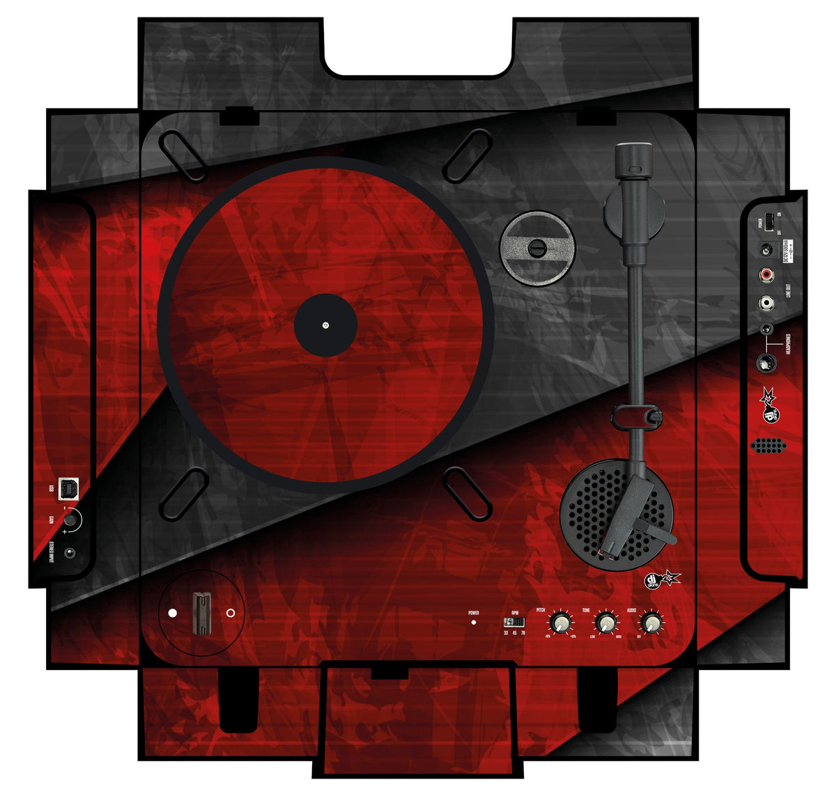 DJ Skins® Numark PT 01 incl. Sides Skin Steelay Red